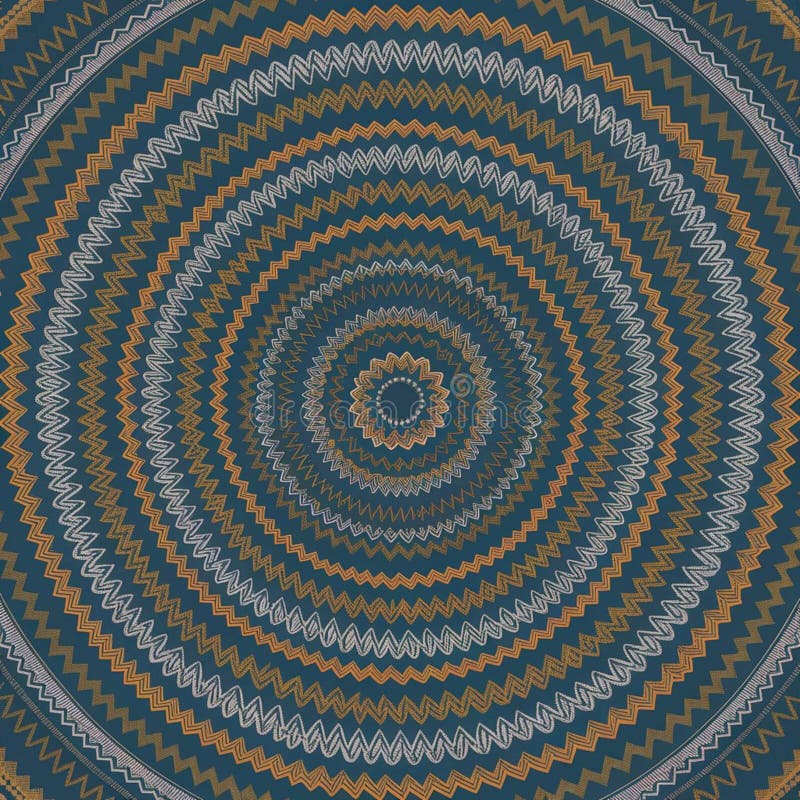 Detailed Mandala with Concentric Circles Filled with Zigzag Patterns ...