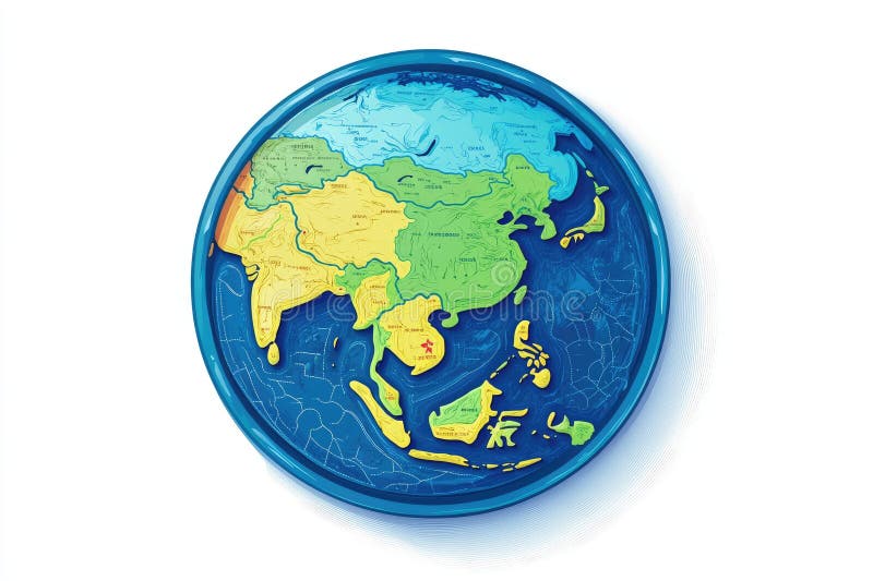 AI-Generated Asia Map stock illustration. Illustration of education ...