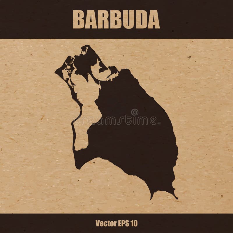 Detailed Map of Barbuda on Craft Paper Stock Vector - Illustration of ...