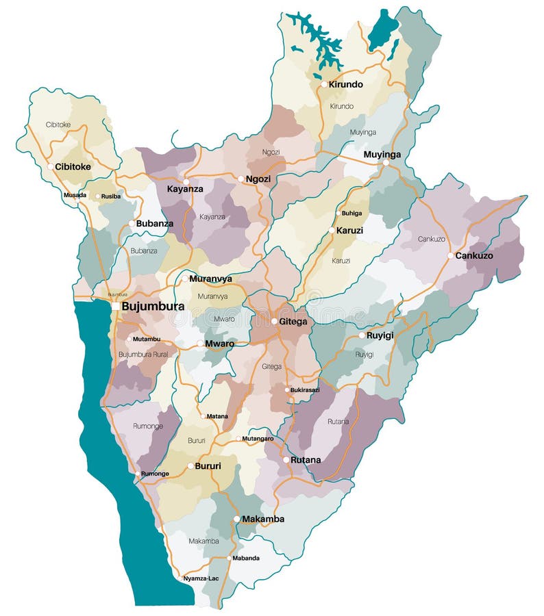 Detailed Map Of Burundi Stock Vector Illustration Of Bujumbura 149699666