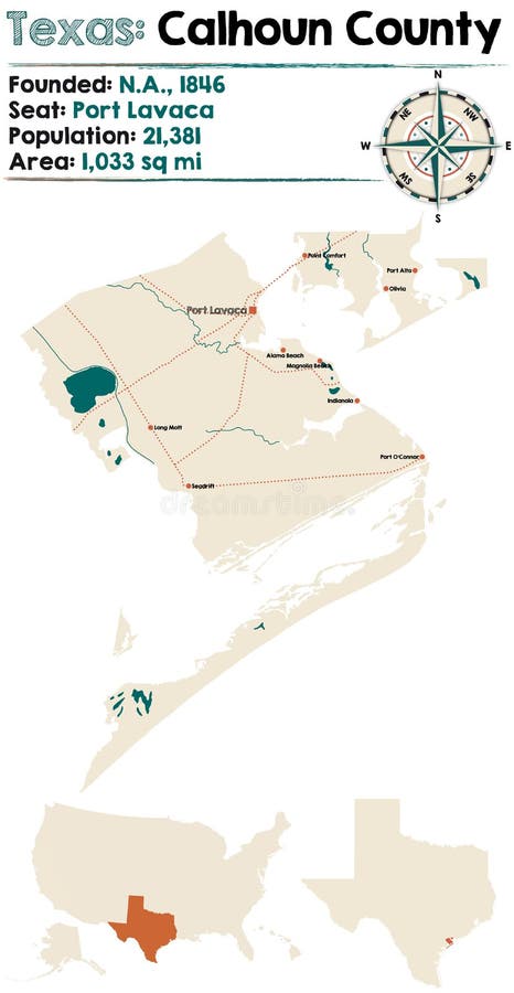 Map of Calhoun County in Florida Stock Vector - Illustration of lakes ...