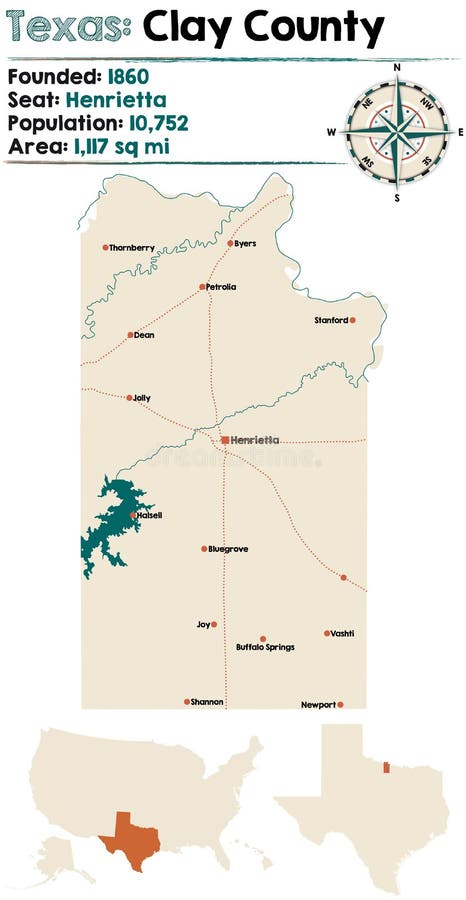Map of Clay County in Florida Stock Vector - Illustration of geography ...