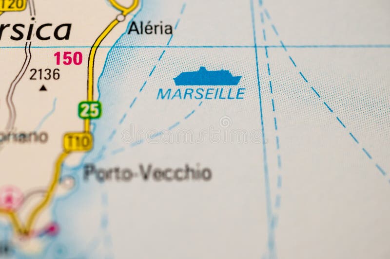 Detailed Map Closeup Showing Marseille Ferry Route.. Stock Image ...