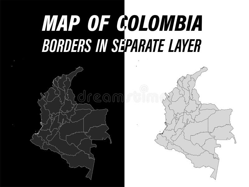 Detailed Map of Colombia with Borders. Educational Design Element. Easy ...
