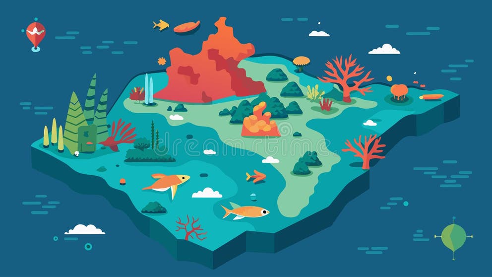 A Detailed Map of a Coral Reef System Created Using Geospatial Data To ...