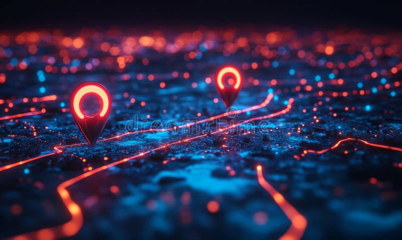 A Detailed Map Displaying a Specific Location Marked with Two Vibrant ...