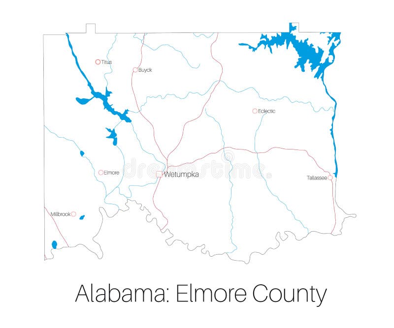 Map of Elmore County in Alabama Stock Vector - Illustration of ...