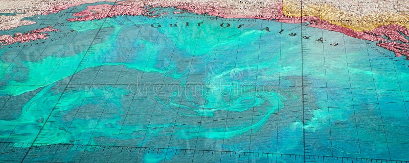 Detailed Map of the Gulf of Alaska, Displaying Water Currents Stock ...