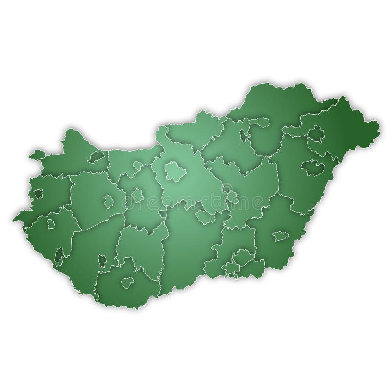 The Detailed Map of Hungary with Regions or States. Administrative ...