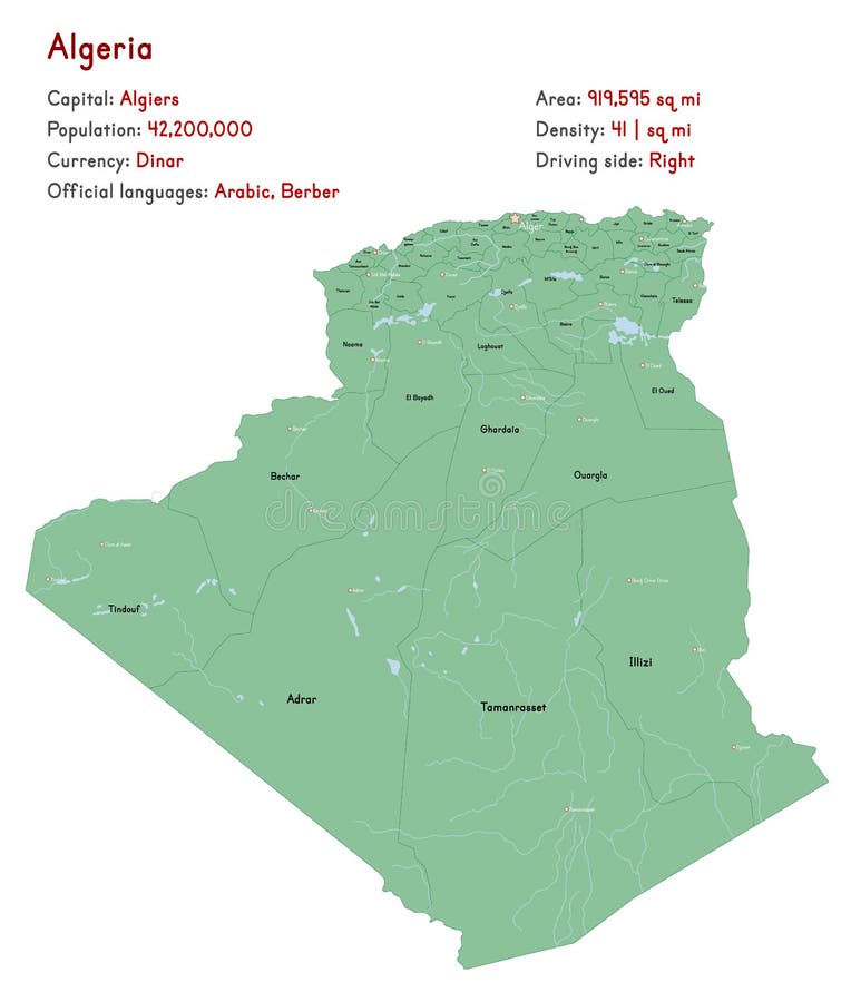 Algeria Vector Map and Infographic Design Stock Vector - Illustration ...