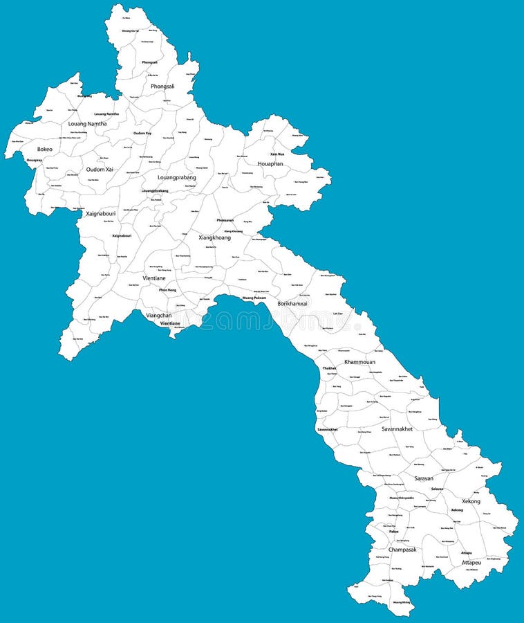 Detailed map of Laos stock vector. Illustration of highways - 149699646