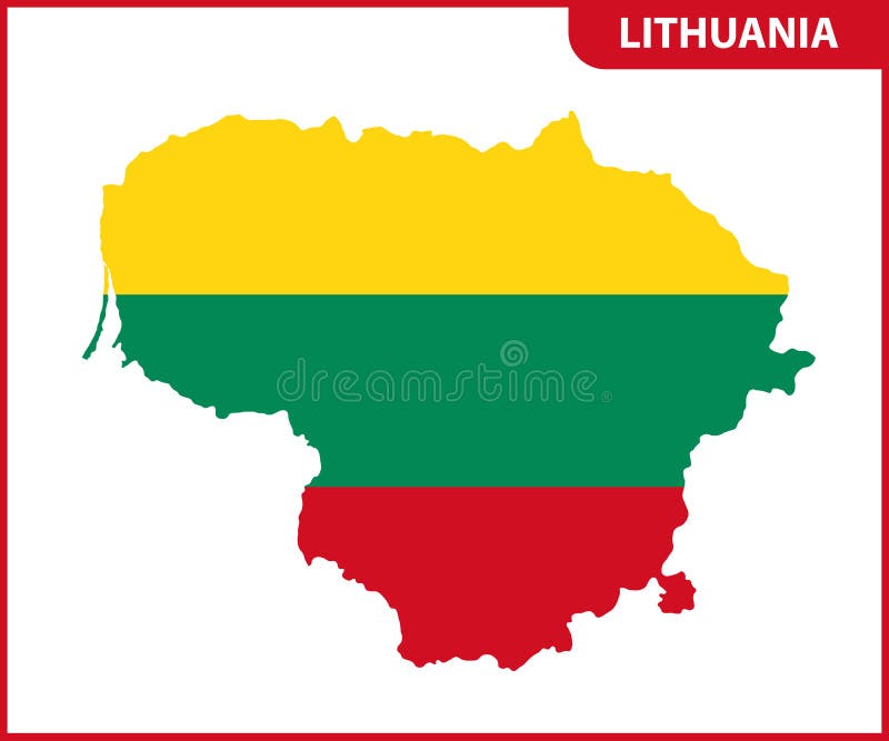 The Detailed Map of Lithuania with National Flag Stock Vector ...
