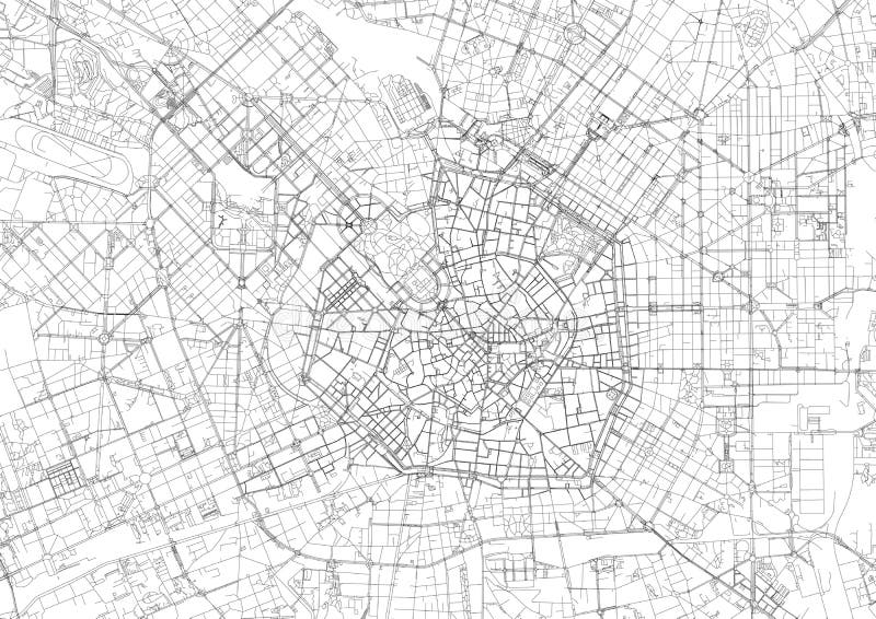 Detailed Map of Milan, Italy Stock Vector - Illustration of city, pale ...