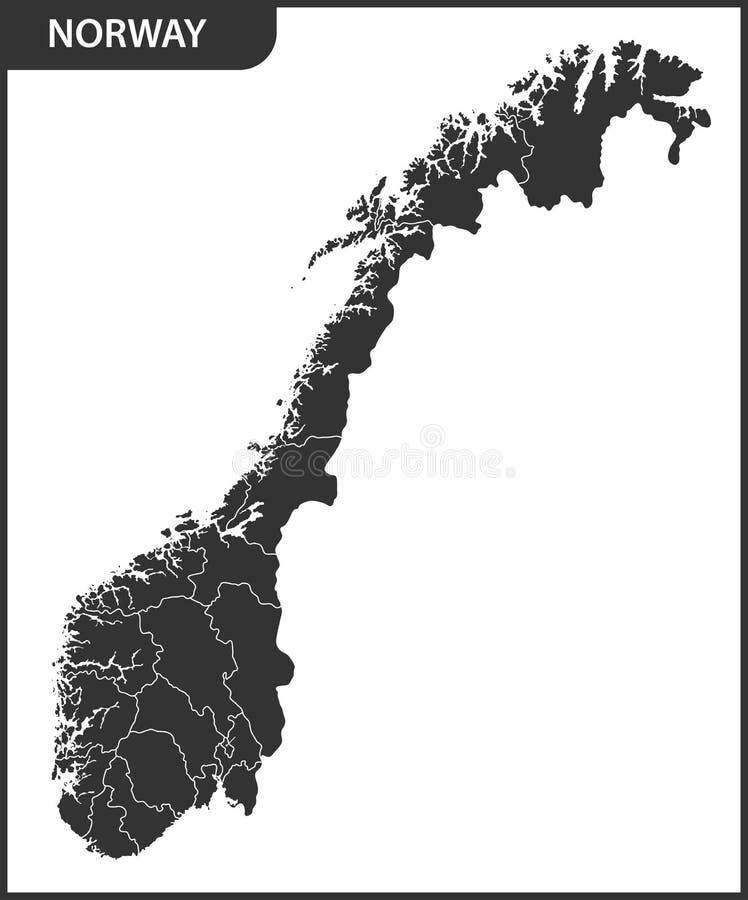 The Detailed Map of the Norway with Regions Stock Vector - Illustration ...