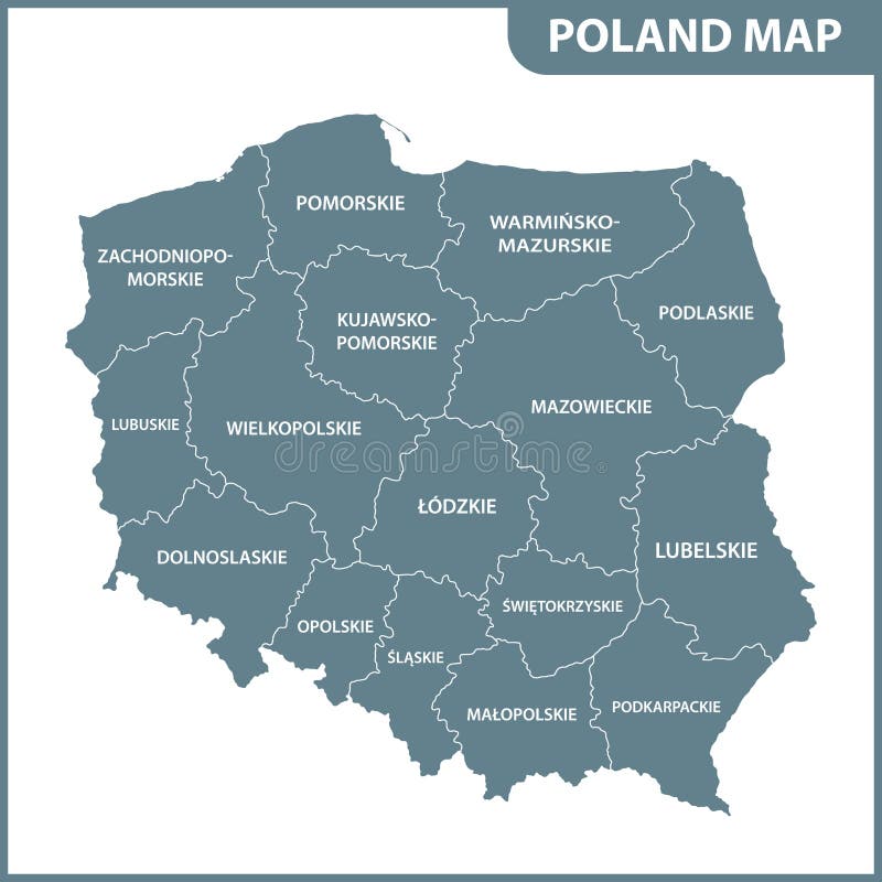 Map of Poland with Voivodeships Stock Vector - Illustration of border ...