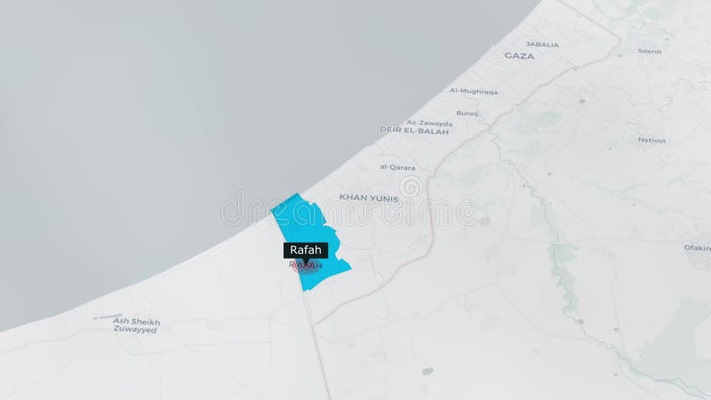 Detailed Map of Rafah Roads, Landmarks, Borders, and Key Locations for ...