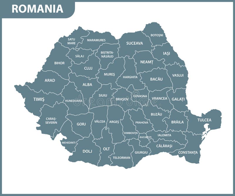 The Detailed Map of the Romania with Regions or States. Administrative ...