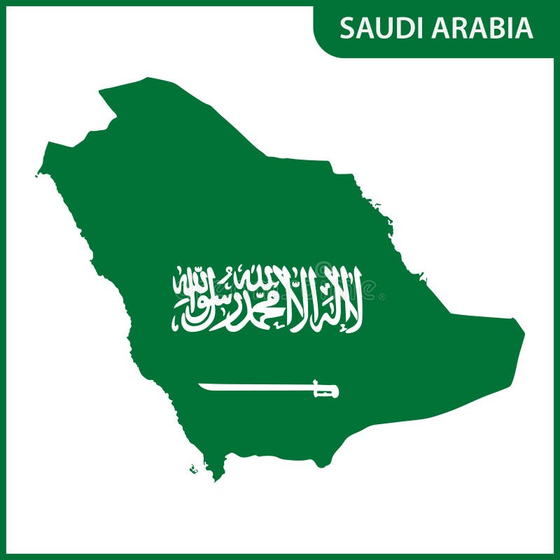 The Detailed Map of Saudi Arabia with National Flag Stock Vector ...