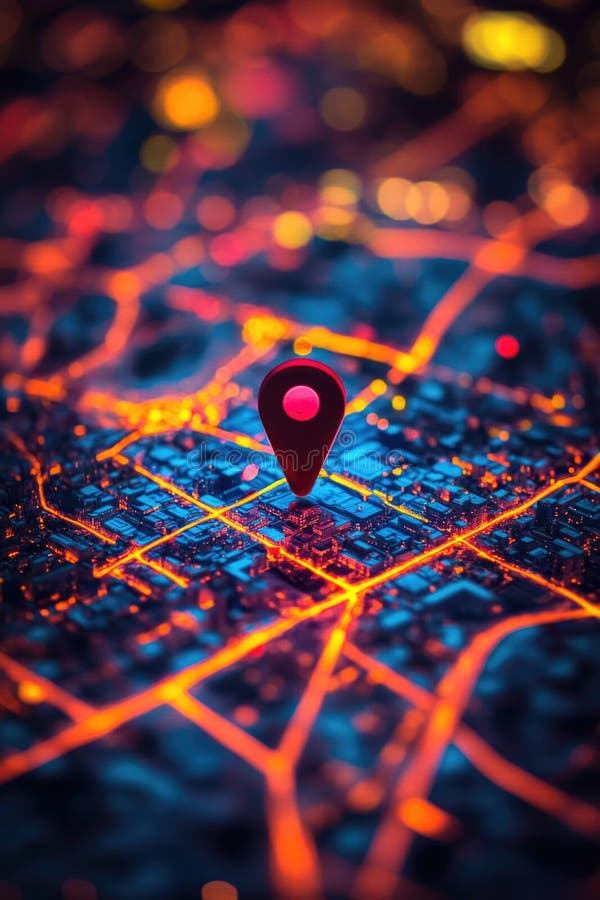 A Detailed Map with a Single Pin Marking a Location Stock Image - Image ...