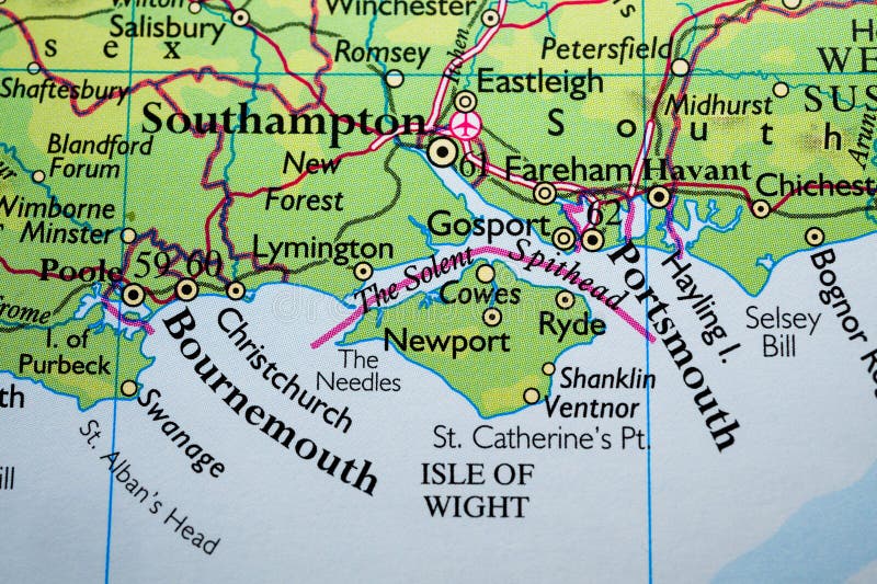Detailed Map of Southampton and Surroundings.. Stock Photo - Image of ...