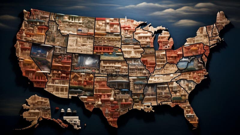 Detailed Map of the United States, AI-generated. Stock Illustration ...