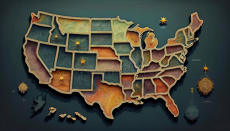 Detailed Map of the United States Showcasing State Boundaries ...