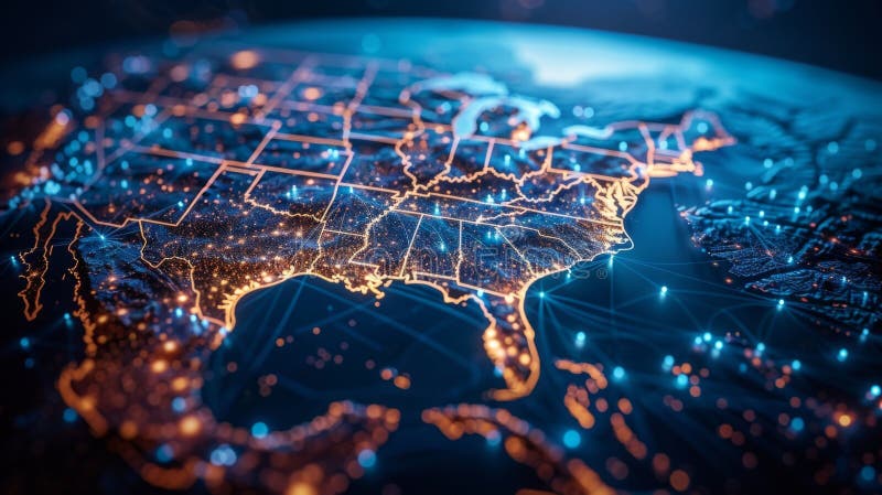 A Detailed Map of the United States with State Boundaries and Major ...
