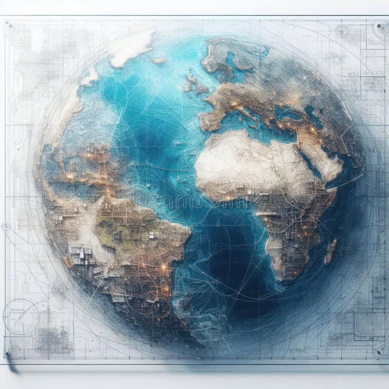 A Detailed Map of the World with Blue Oceans. Stock Photo - Image of ...