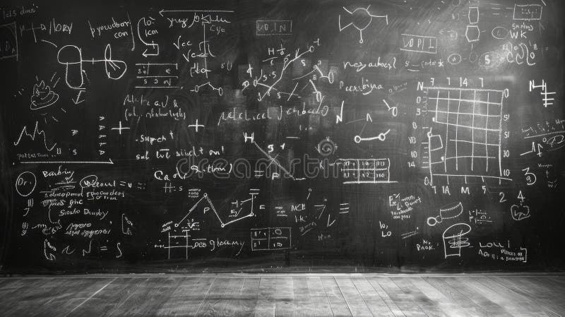 Detailed Mathematical Equation Written in Chalk on Blackboard Stock ...