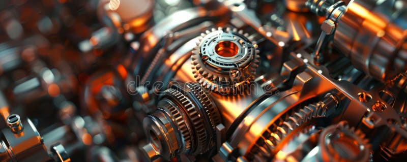 A Detailed Mechanical Background with a Close-up View of Meshing Gears ...