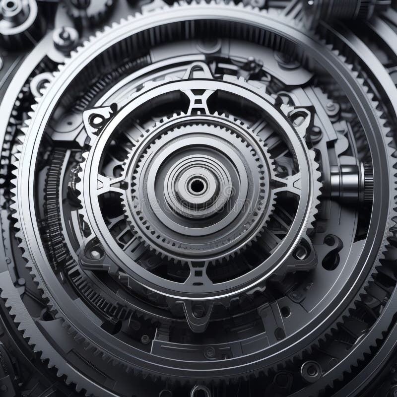 Detailed Mechanical Components in a Futuristic Machine, Close-up View ...