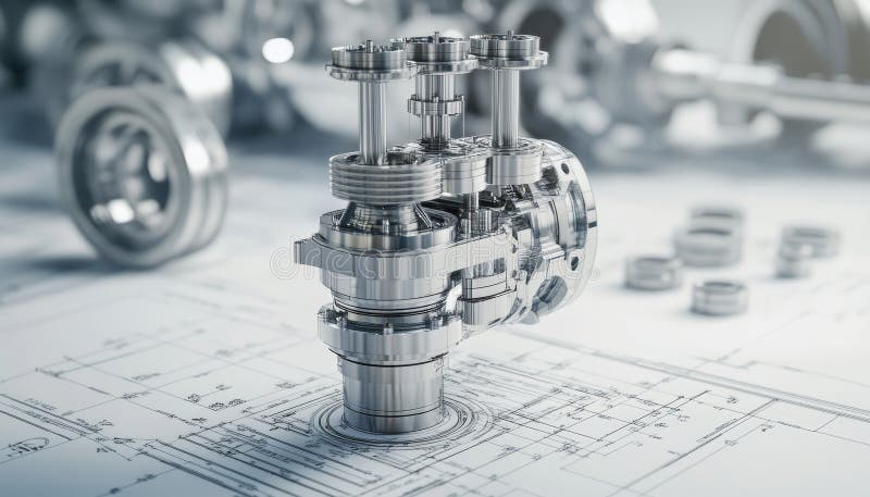 Detailed Mechanical Engineering Blueprint of Engine Parts with ...