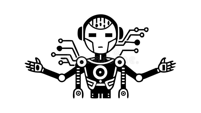 Robot Line Art Vector stock illustration. Illustration of kodok - 115212188