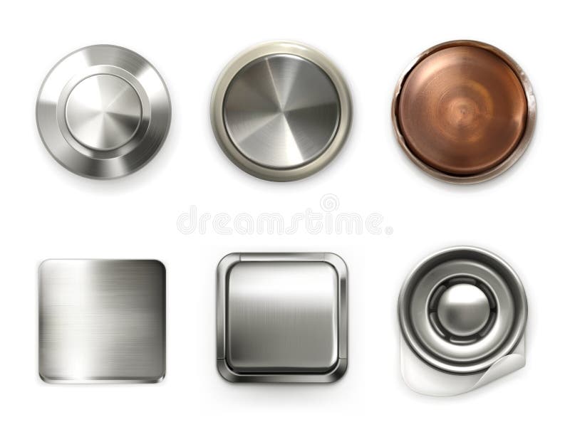 Detailed Metal Buttons, Set Stock Vector - Illustration of empty ...