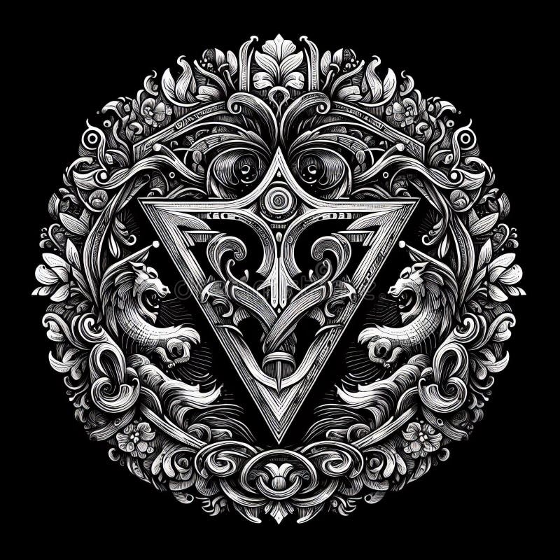 134 36. Detailed Metal Engraving Mythological Symbol Stock Illustration ...