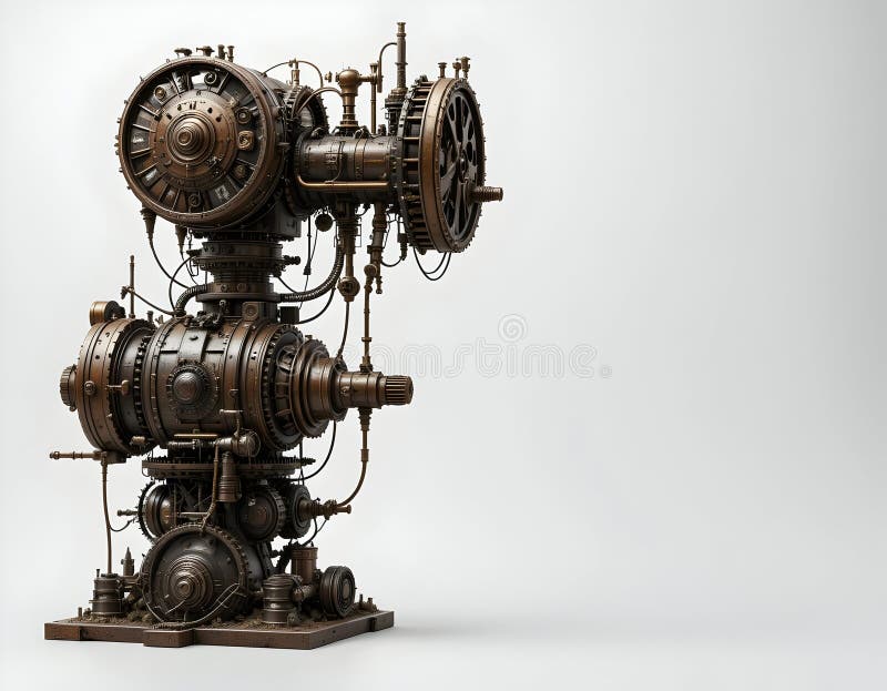 Detailed Metal Machine Construction Against White Background Stock ...