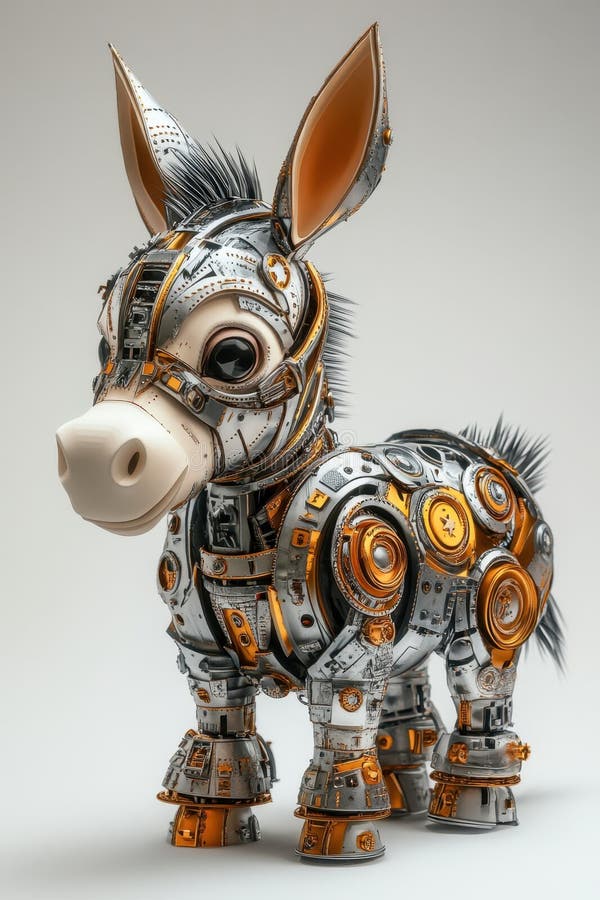 Detailed Metallic Donkey Sculpture Featuring Advanced Technology and ...