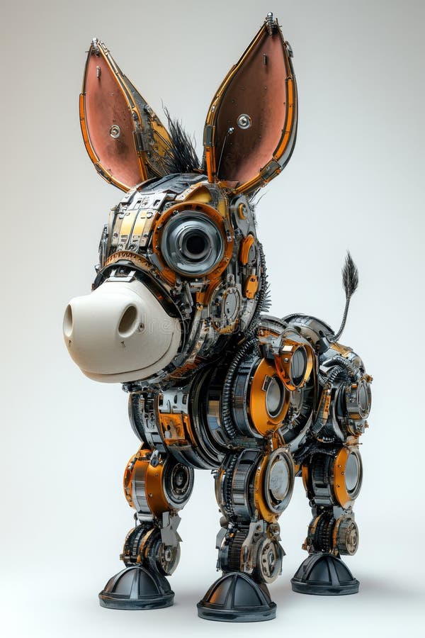 Detailed Metallic Donkey Sculpture Featuring Advanced Technology and ...