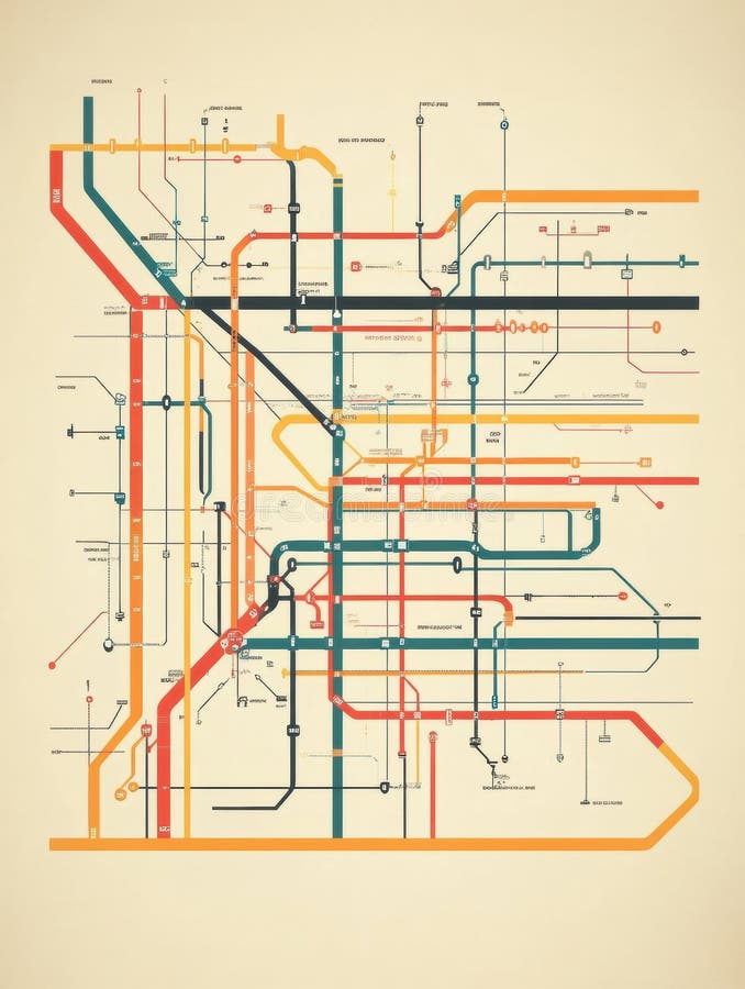 Detailed Metro Map Layout Underground Public Transport System Easy ...