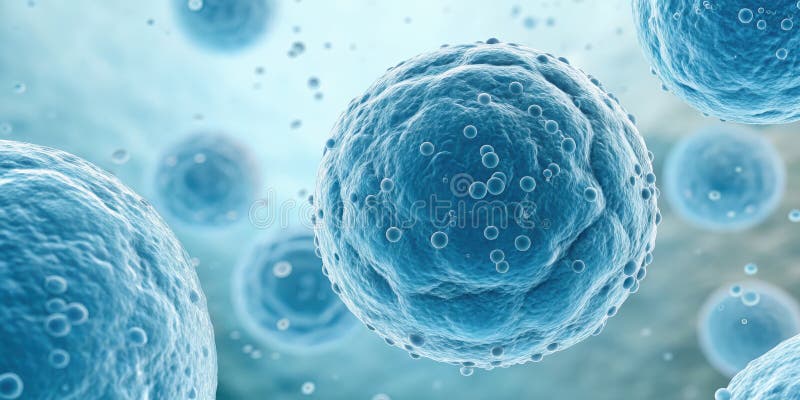 Detailed Microbial Cells Under Microscopy Showcase with Soft Blue ...