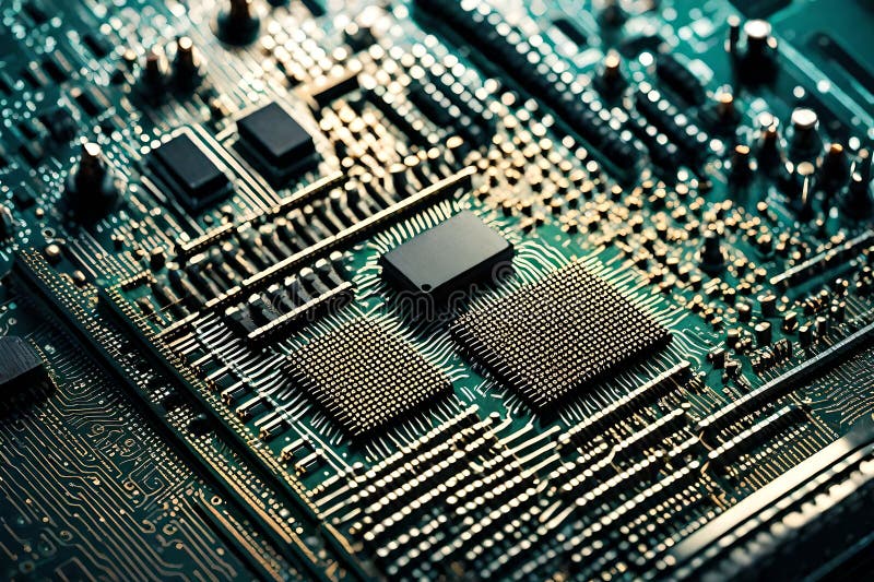 A Detailed Microchip Close-up, the Intricate Circuits and Components ...