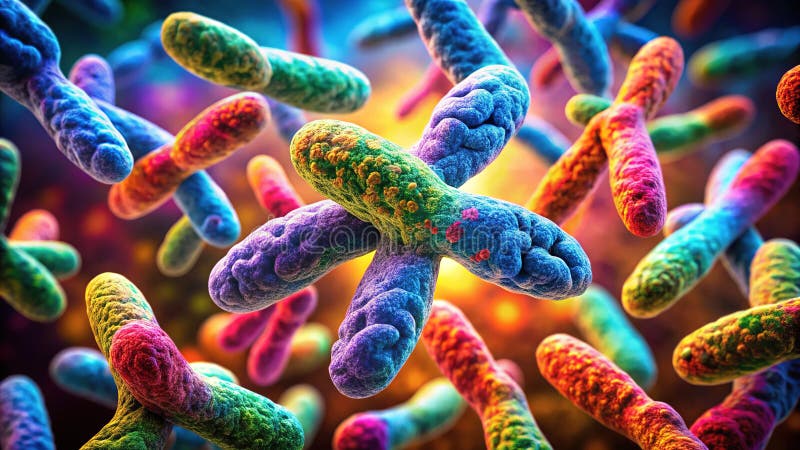 Detailed Microscopic Illustration of Human Chromosomes DNA Structure ...