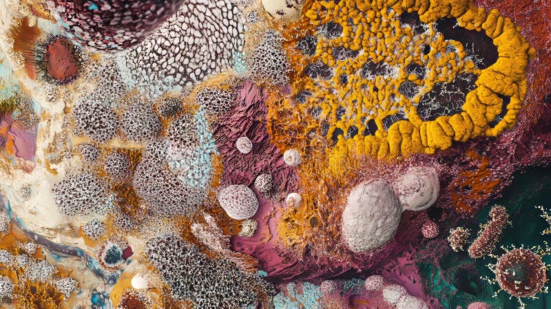 Detailed Microscopic Image of Cells Revealing Complex Structures in ...