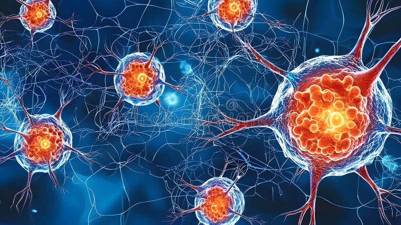 Microscopic View of Neuron Cells Neural Network Brain Cells Synapses ...