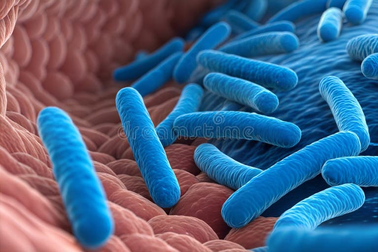 Detailed Microscopic Render of Blue Bacteria Cells within a Cellular ...