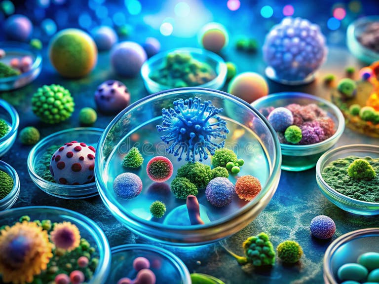 Detailed Microscopic View of Bacteria Colonies on Cellular Surfaces a ...