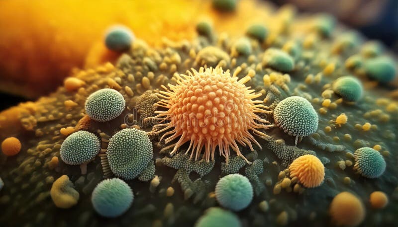 A Detailed Microscopic View of Bacteria and Microorganisms Stock ...