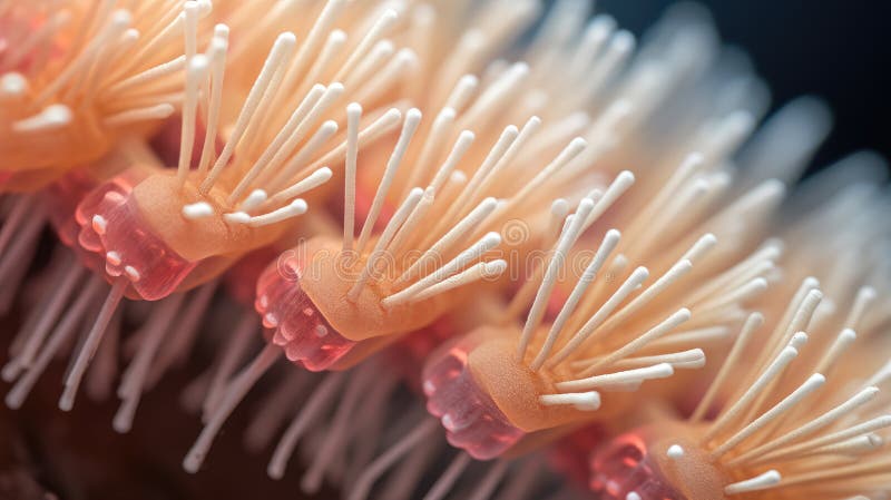 Detailed Microscopic View of Bacteria on Toothbrush Bristle. Generative ...