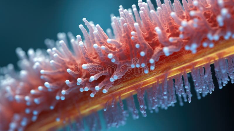Detailed Microscopic View of Bacteria on Toothbrush Bristle. Generative ...