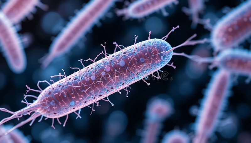 Studying Bacterium Microscopic View Showing Flagella and Internal ...